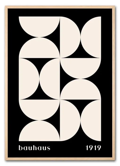 Bauhaus Pattern Grid – Black Edition | Print og Rammer