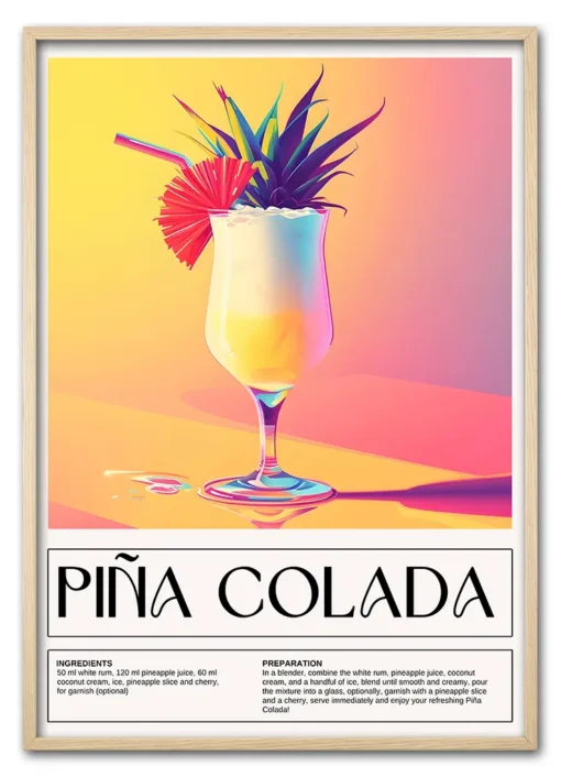 Bar Icons – Piña Colada | Drinks plakat | Cocktailplakater