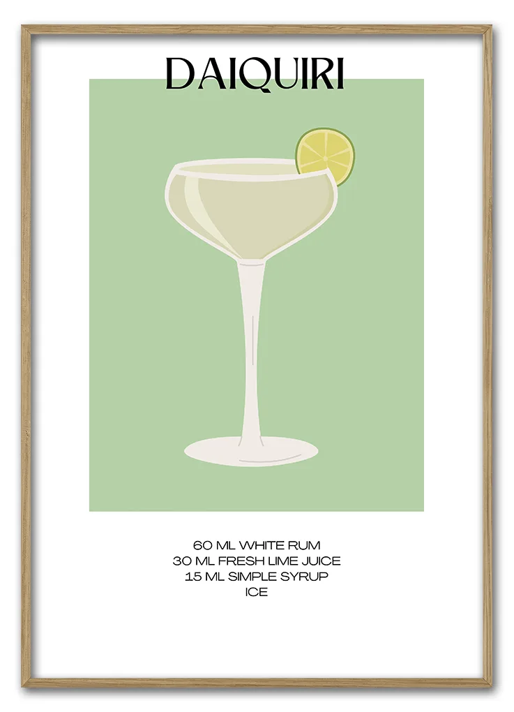 Bar Recipes – Daiquiri | Drinks opskrift plakat | Cocktails