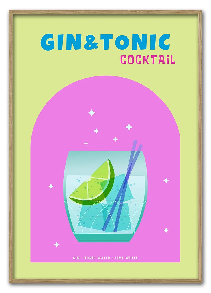 Tipsy Pop – Gin & Tonic Cocktail | Gin tonic-plakat | Drink plakat