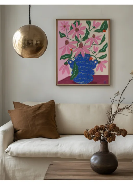 Cone Flowers in a Pot Illustration | Blomster plakat